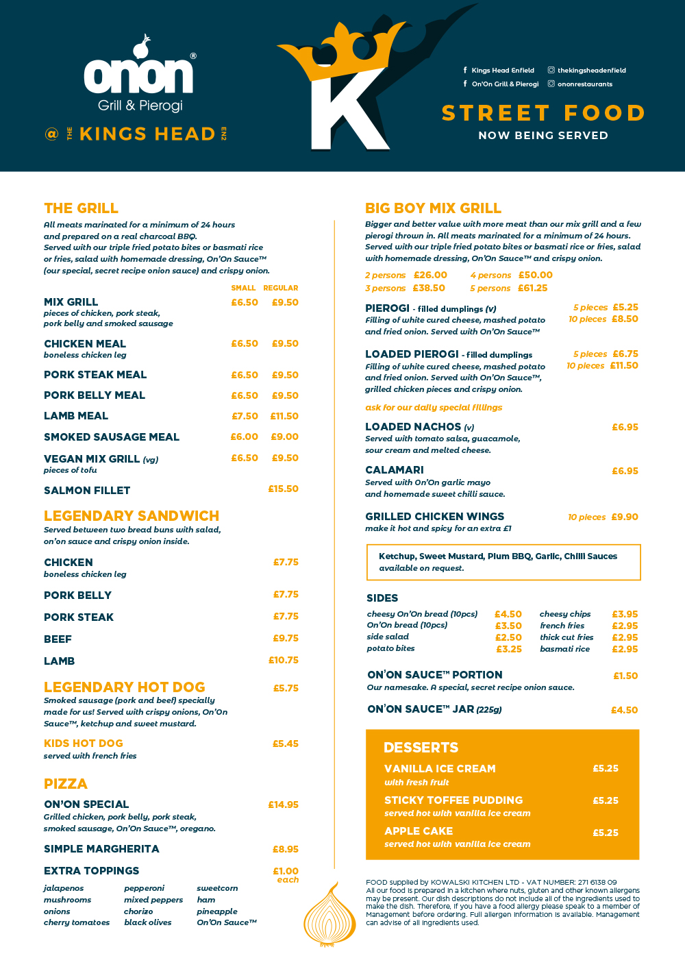 MENU | The Kings Head Pub
