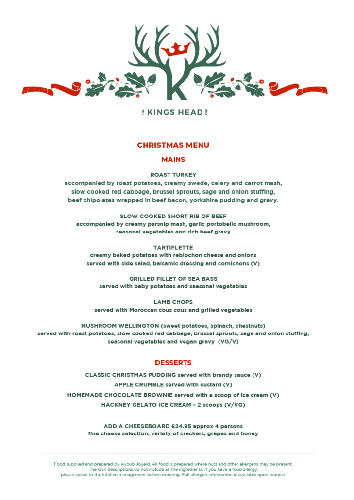 MENU | The Kings Head Pub