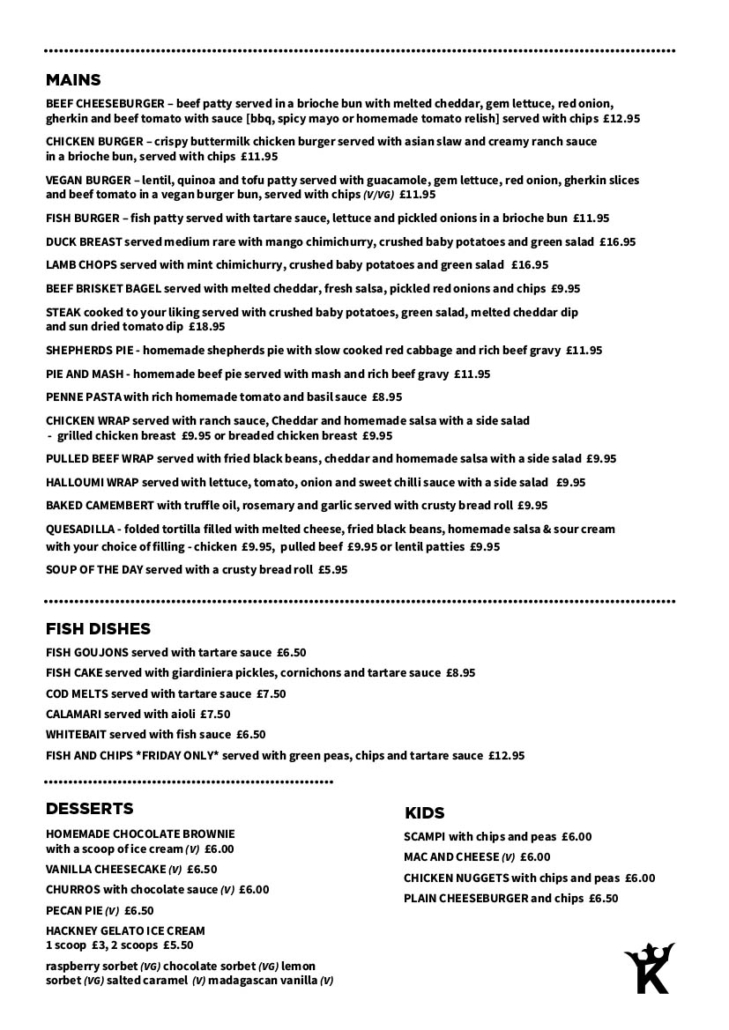 MENU | The Kings Head Pub